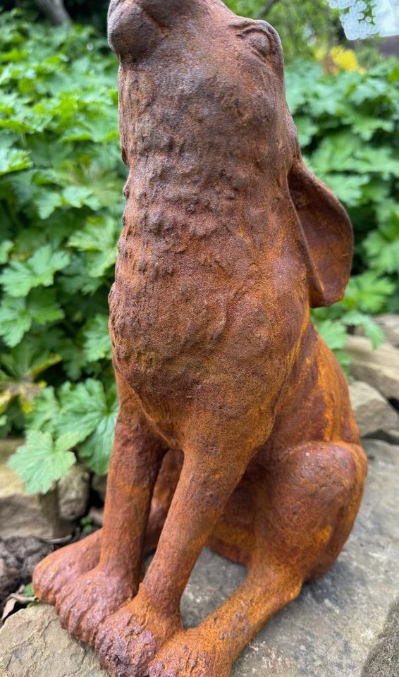 Cast Iron Moon Gazing Hare Rabbit - Outdoor Garden Statue Ornament ...