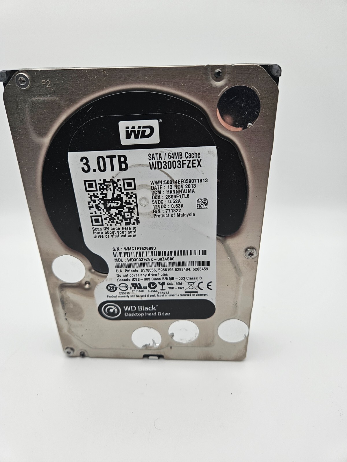 WD BLACK 3TB 3.5" SATA DRIVE 7200RPM 64MB WD3003FZEX - Tested (READ ...