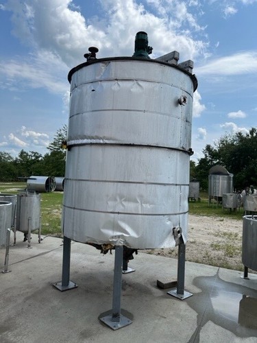 2000 Gallon 316 Stainless Steel Mixing Tank with 2” Internal Pipe Coil ...
