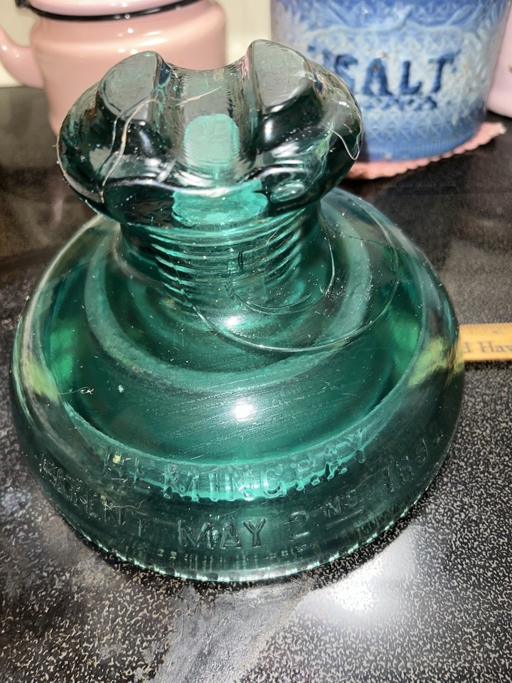 Hemingray Pat Pend 1893 Muncie Type Aqua Glass Insulator Large | eBay
