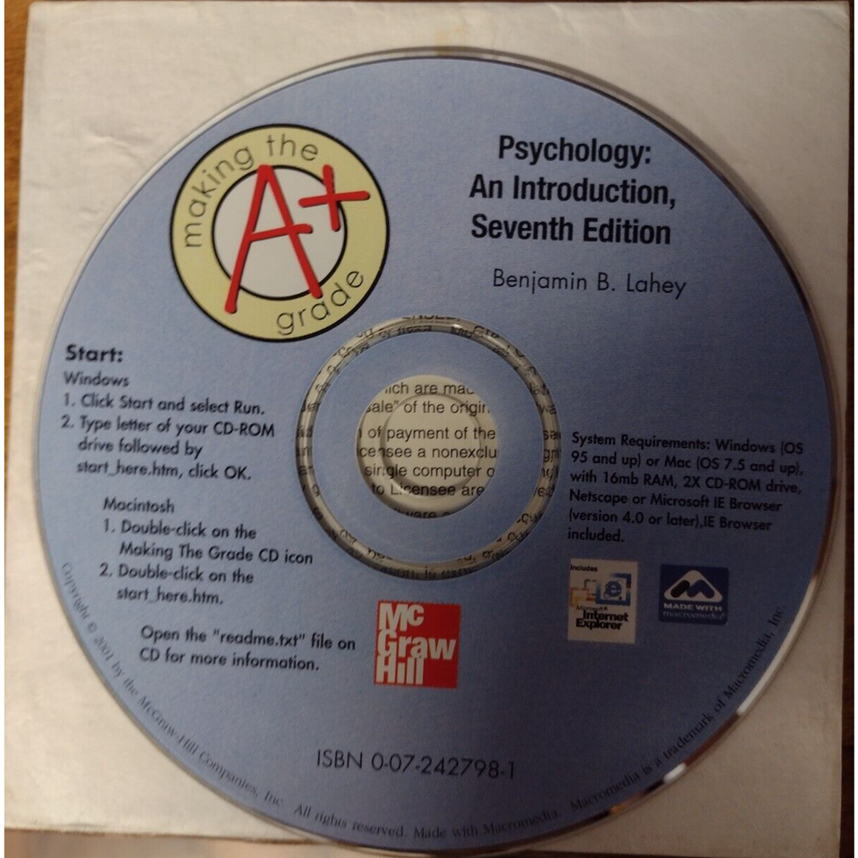 Psychology: An Introduction, Seventh Edition by Benjamin B. Lahey (CD ...