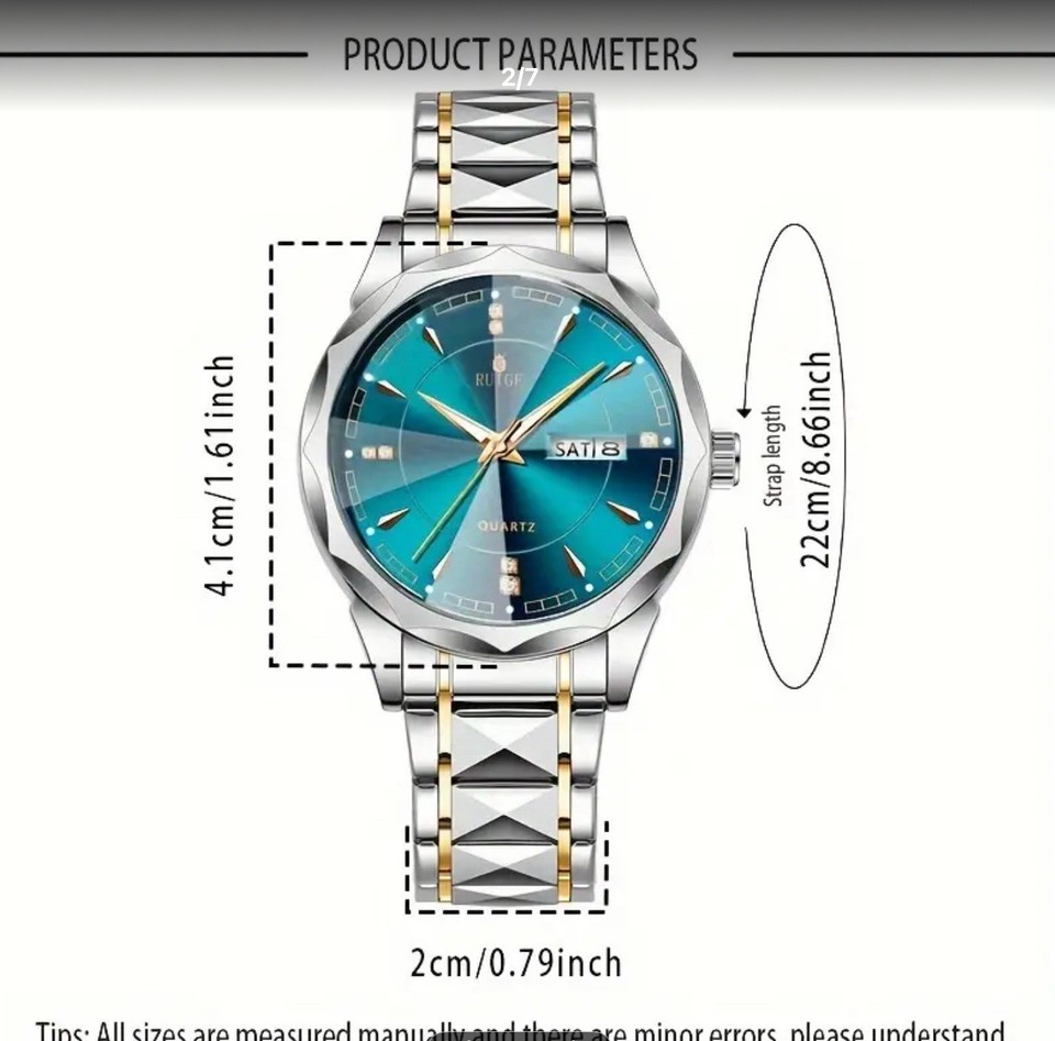 Men’s RUIGE Business Watch Teal Face Faceted Crystal | eBay