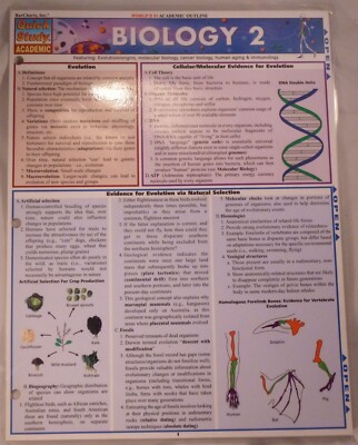Biology 2 Quick Study Guide Reference Chart 6-Page Laminated & Hole ...