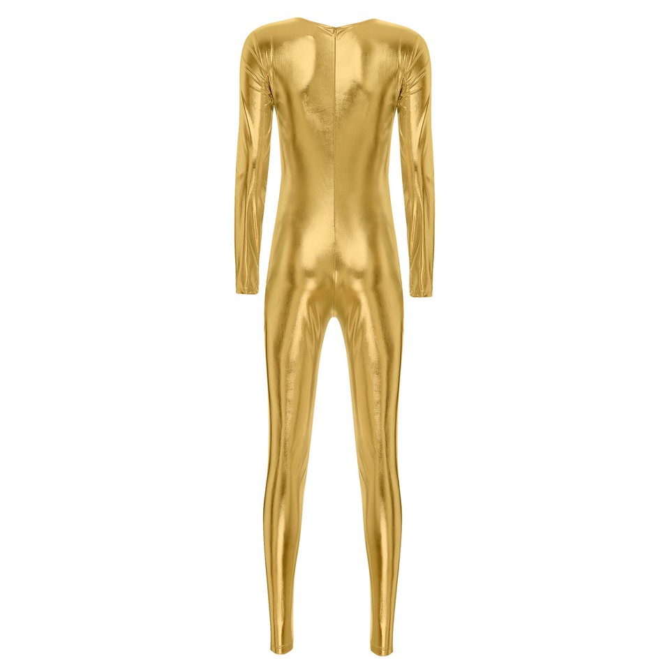 Womens Leotard One Piece Unitard Nightclub Full Body Bodysuit Glossy ...