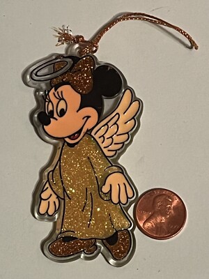 Disney Minnie Mouse Angel Plastic Stained Glass Look Christmas Ornament ...