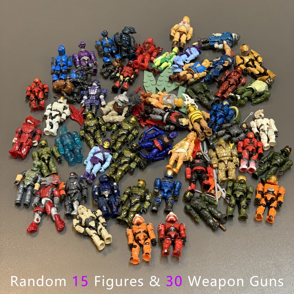 Random 45Pcs (15 Figures +30 Gun) HALO Mega Bloks CONSTRUX Unsc Elite ...