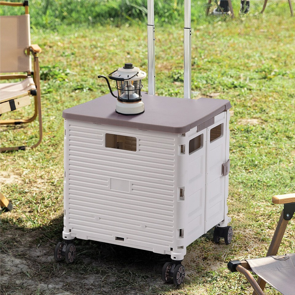 Foldable Trolley Crate Boot Cart Mobile Shopping Camping Picnic Storage ...