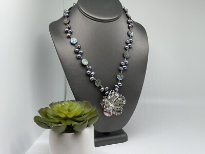 Peacock Baroque Tahitian Cultured Pearl Strand w/Abalone Disks / Lg ...
