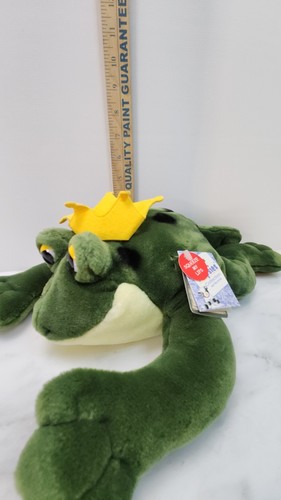 Aurora Green Kissing Animated Frog Prince Plush Gold Crown Stuffed ...