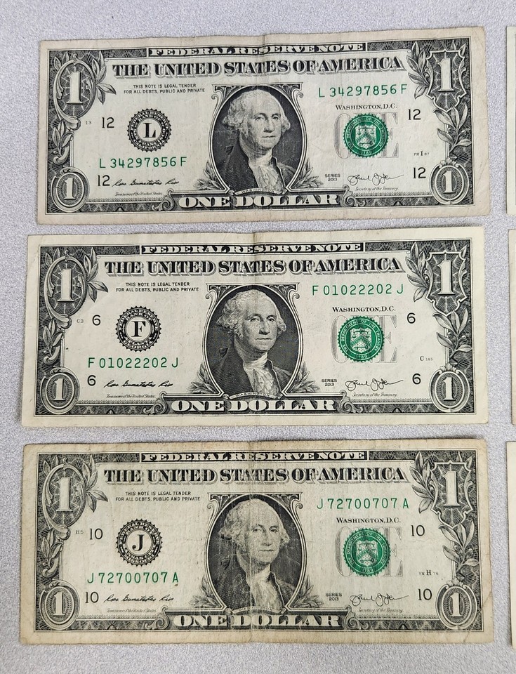 Fancy Serial Number Lot (6) Cool Serial Numbers! 3 Trinary 2 Broken ...