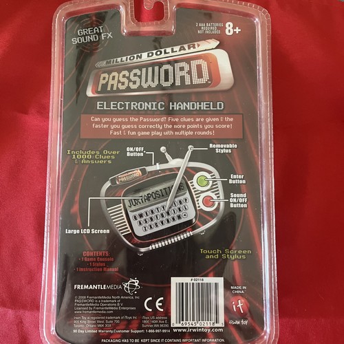 Million Dollar Password Electronic Handheld Game, Irwin Toys 2008, New ...