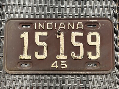 1945 INDIANA License Plate *** SOLID ! ** '45 IND ** 5 Digit | eBay