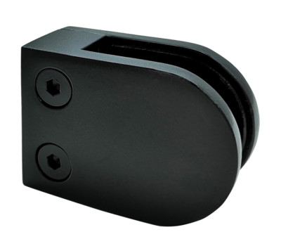 Black Glass Clamp - Flat Back - Glass Balustrade / Stair Clamp for 10mm ...
