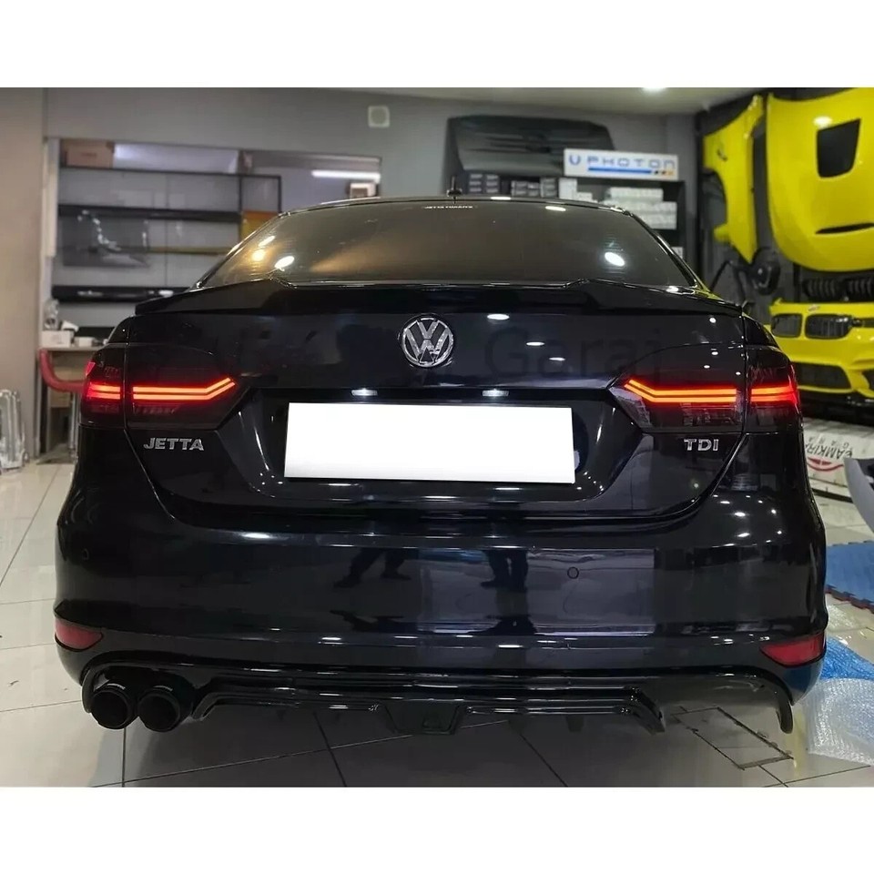 For Vw Jetta Mk6 Custom Rear Bumper Trunk Diffuser Gloss Black 2014 ...