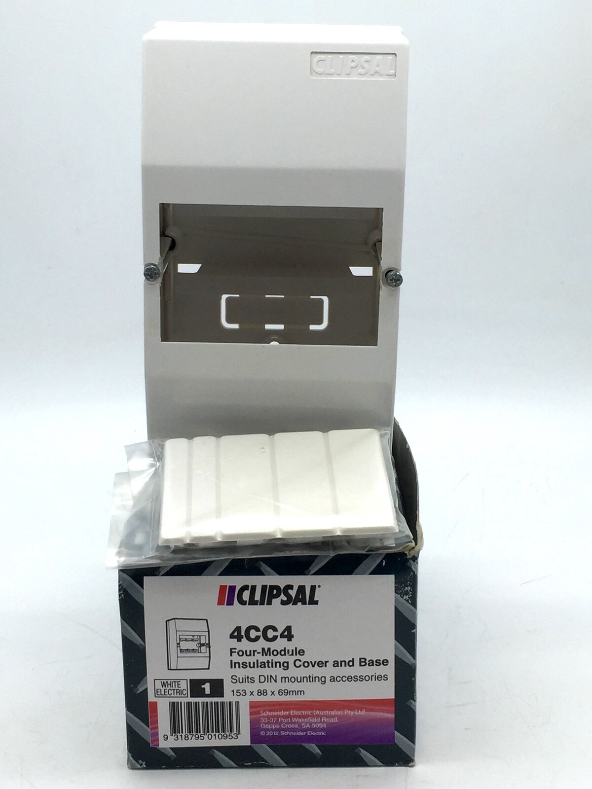 Clipsal 4CC4 Four Module Insulating Cover & Base White Switchboard ...