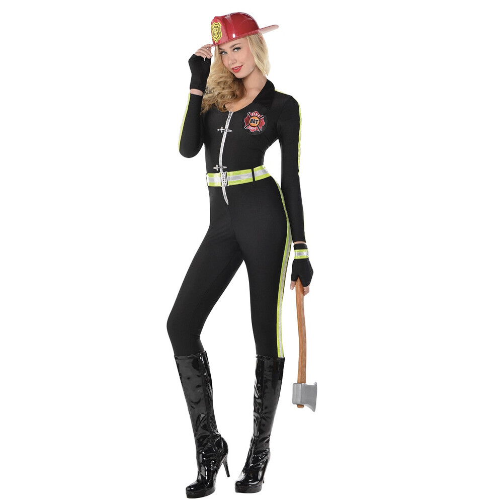 LADIES FIREFIGHTER COSTUME SEXY FIREMAN WOMANS HEN PARTY FANCY DRESS ...