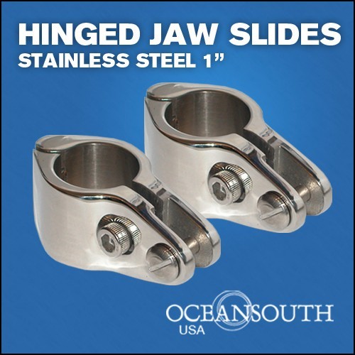 Hinged Jaw Slides 1" Stainless Steel 316-Grade, Bimini Top Component x2 ...