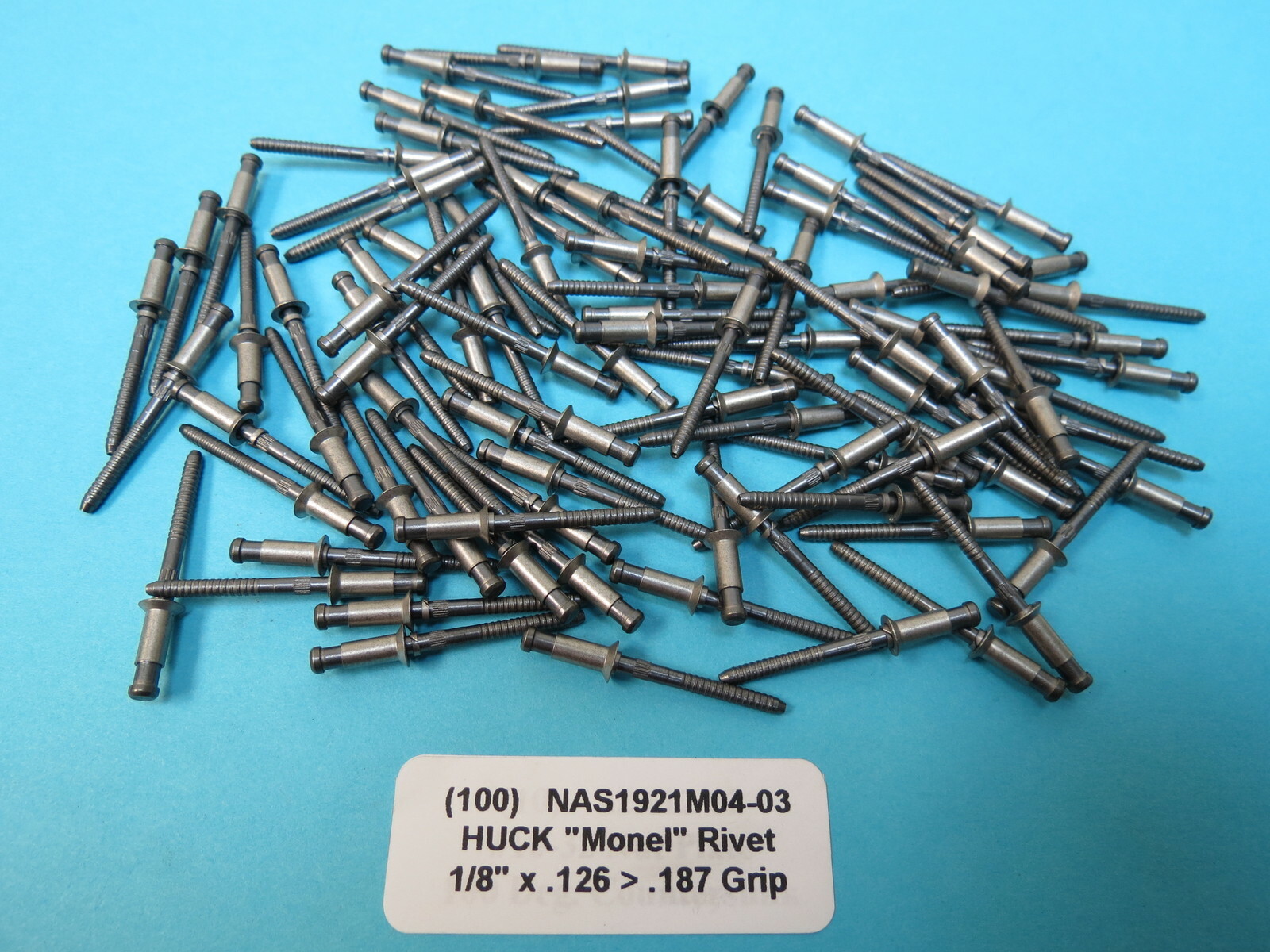 (100) NAS1921M04-03 HUCK Monel Aerospace Aircraft Rivets 1/8” x .126 ...