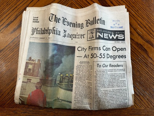 Philadelphia Evening Bulletin Inquirer Daily News 1977 Issue Truck ...