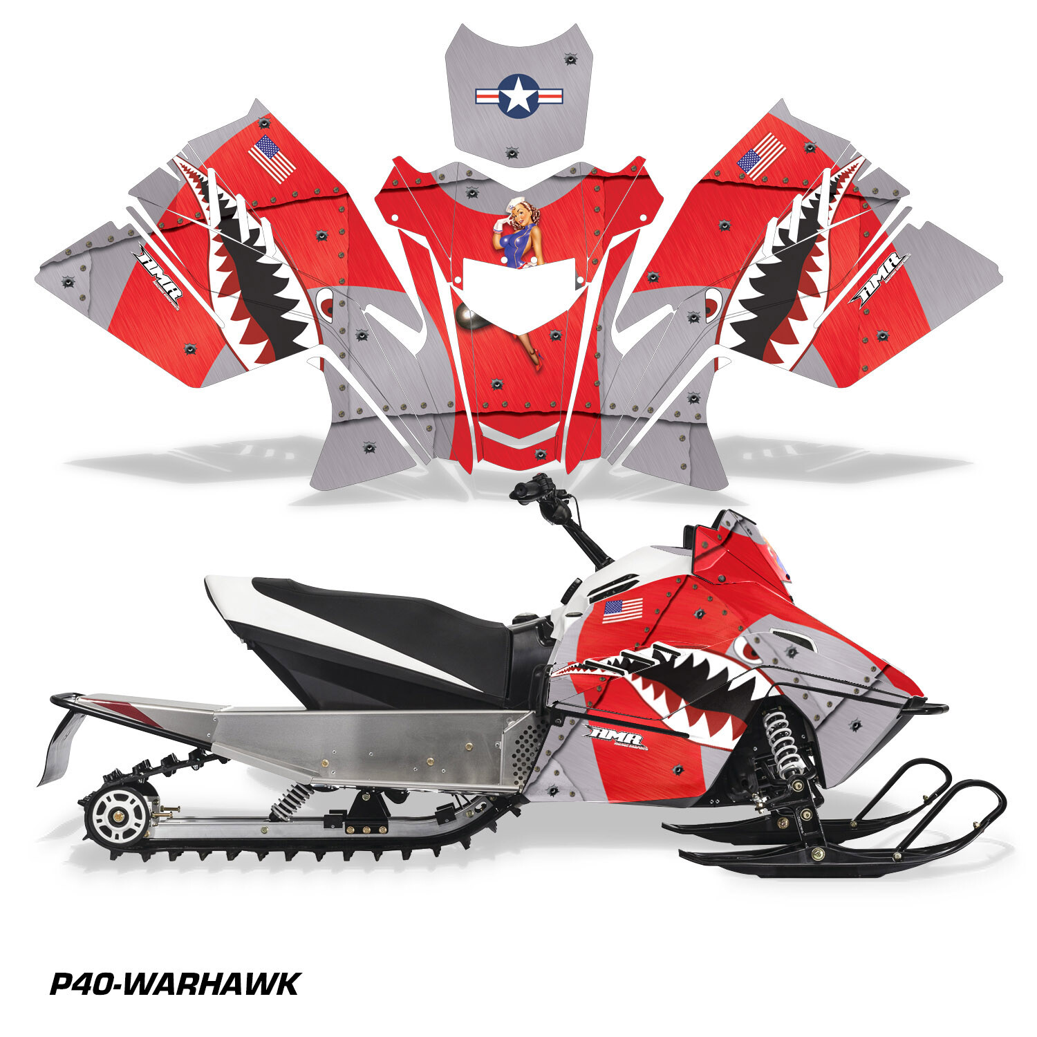 Snowmobile Graphics kit Sled Decal for Arctic Cat ZR200 2018-Up Warhawk ...