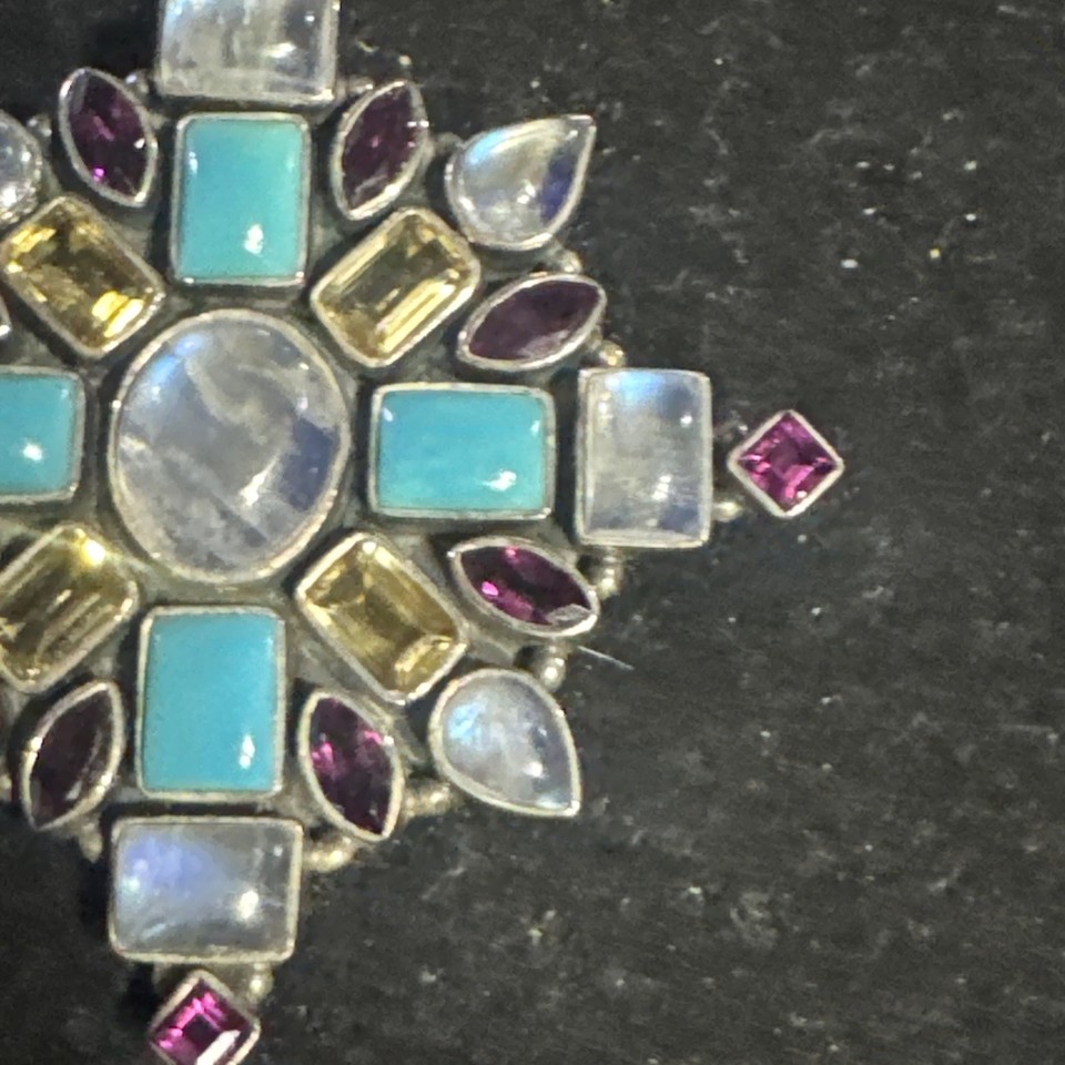Nicky Butler Sterling Silver Brooch or Pendant Moonstone, Amethyst ...