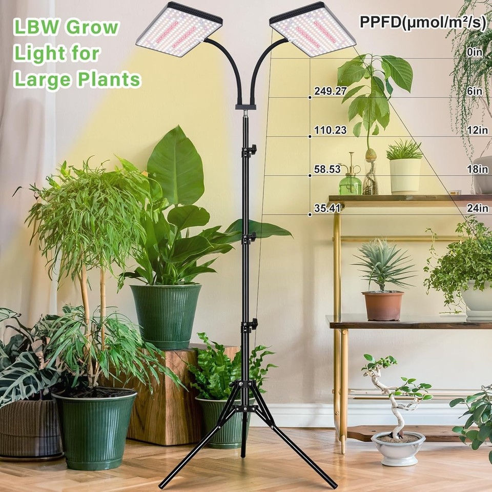 Latest Grow Light for Indoor Plants, 428 LED Dual-Head Full Spectrum ...