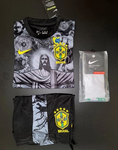 Kids Brazil Jesus Christ The Redeemer Football Jersery Training kit ...