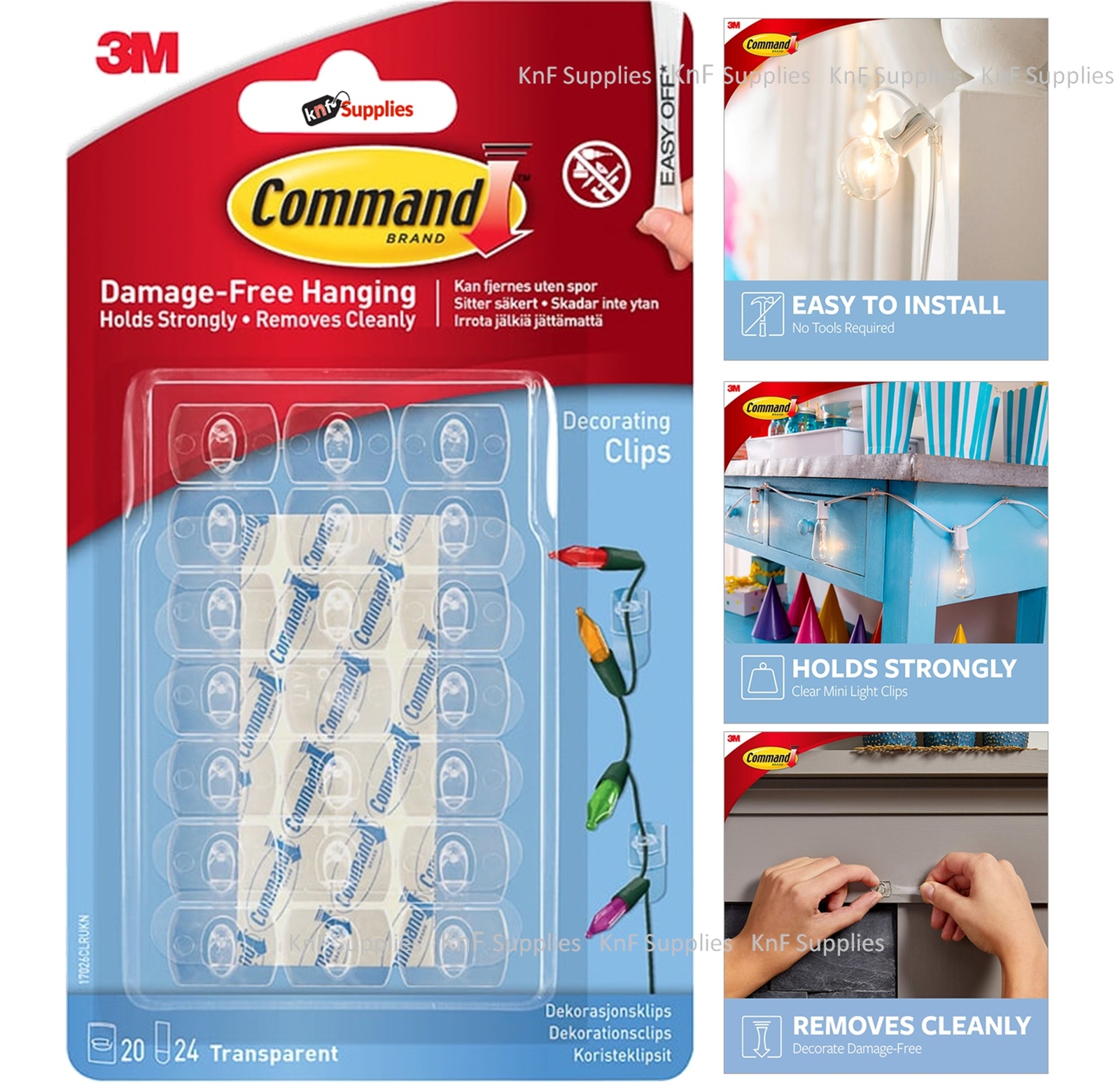 3M Command 17026CLR Decoration Clips for Christmas and Fairy Light ...