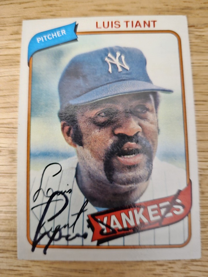 1980 TOPPS #35 SIGNED LUIS TIANT NEW YORK YANKEES CARD TOUGH AUTOGRAPH ...