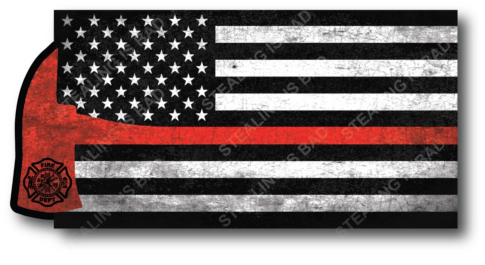 Thin Red Line Firefighter Axe Flag Decal Sticker Fire Department for ...