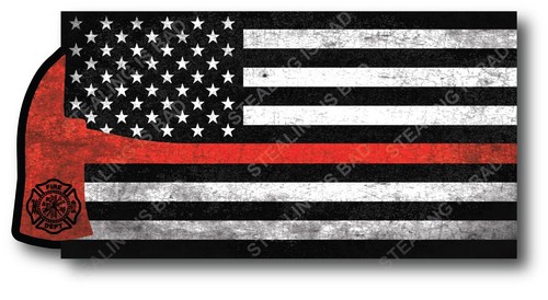Thin Red Line Firefighter Axe Flag Decal Sticker Fire Department for ...