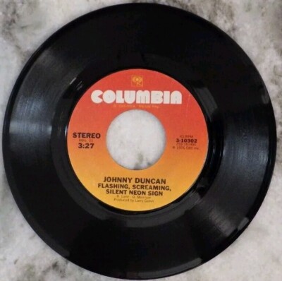 JOHNNY DUNCAN Stranger / Flashing, Screaming, Silent Neon Sign Columbia ...