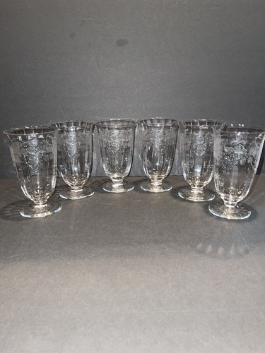 6 Vintage Fern Leaf By Bryce Footed Iced Tea 5 1/2” Goblet Tumbler 12 ...
