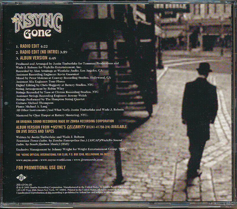 Nsync 'Gone" USA RARE promo CD single w/ Radio edits 2001 DJ | eBay