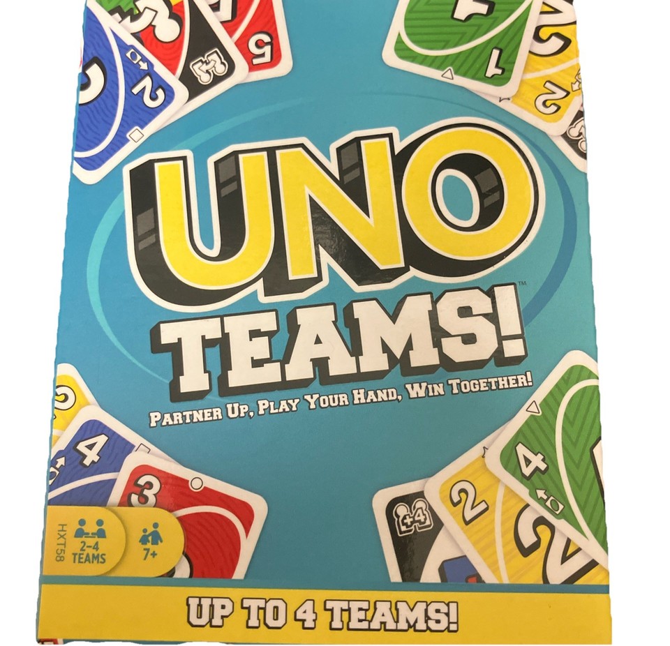 UNO Teams Card Game for Family / Game Nights Partner Up Mattel Free ...