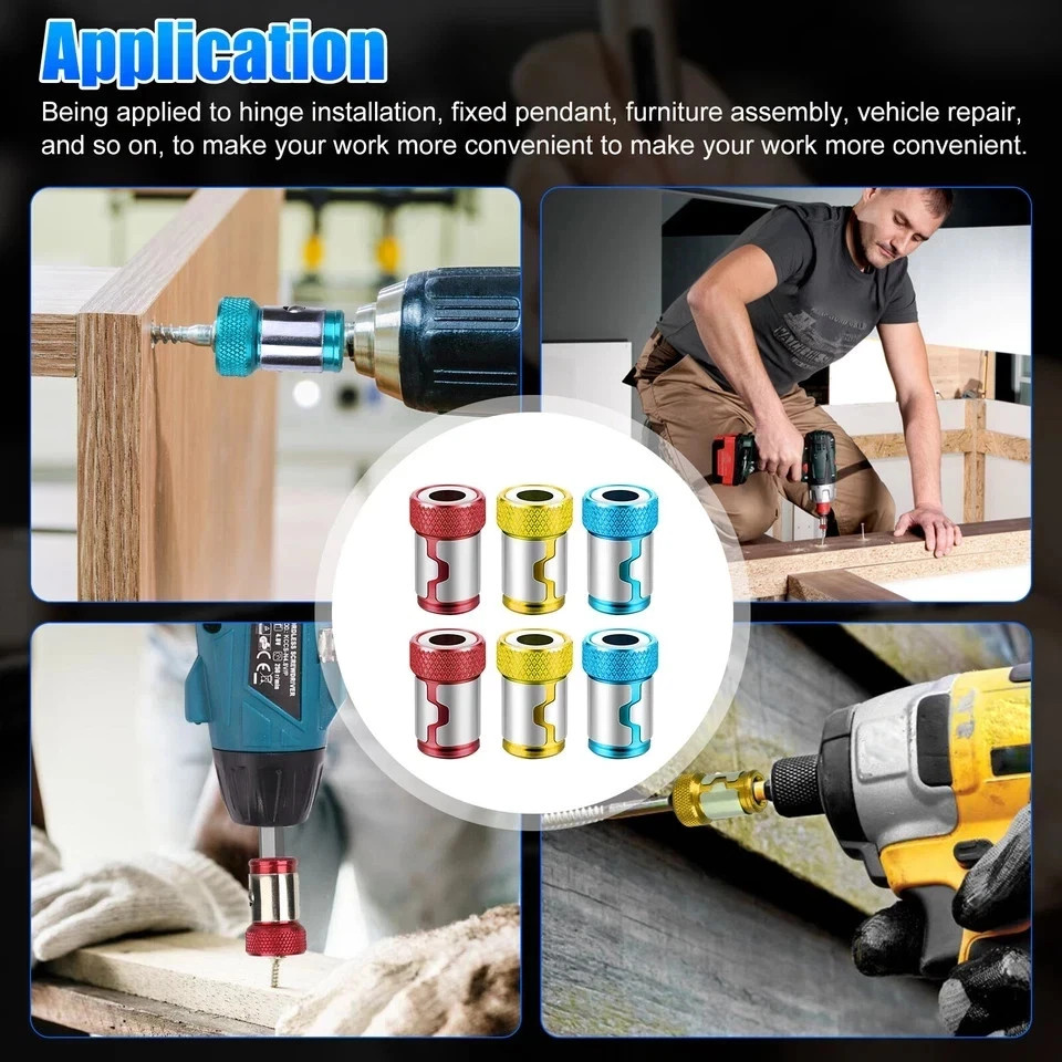 6 x Screwdriver Head Magnetic Ring Pivoting Bit Tip Screw Holder ...