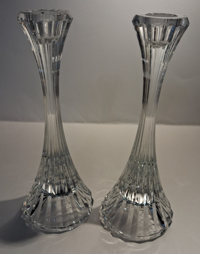 Set of 2 Vintage Mikasa Crystal Taper Candle Holders 8" tall Park Lane ...