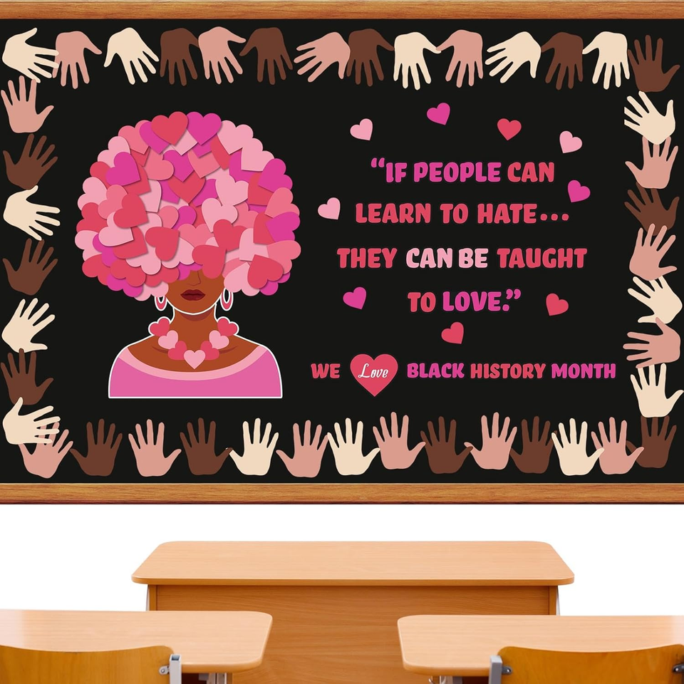 187 Pcs Black History Month Valentine'S Day Bulletin Board African ...