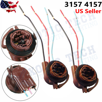 2x 3157 4157 Bulb Socket Pig Tail Harness Wire Plug for Turn Signal ...