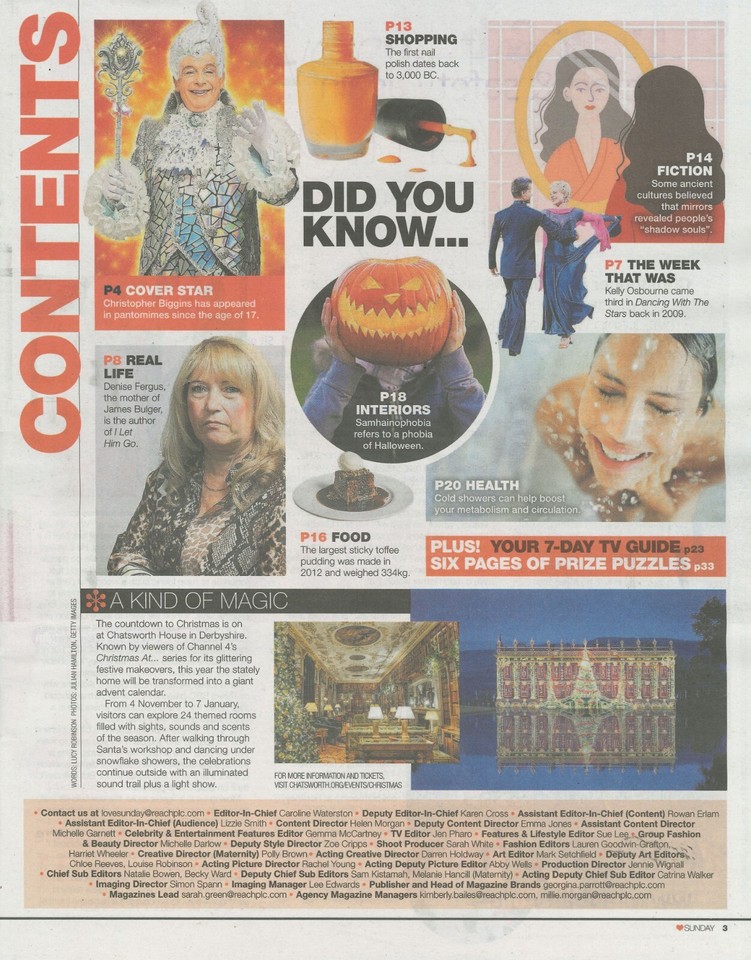 UK Love Sunday Magazine: Christopher Biggins, Denise Fergus, Halloween ...