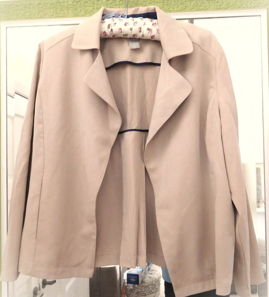 NWT CHICO'S SIZE 2 LARGE 12 14 16 OVERSIZED OPEN JACKET BLAZER KHAKI ...