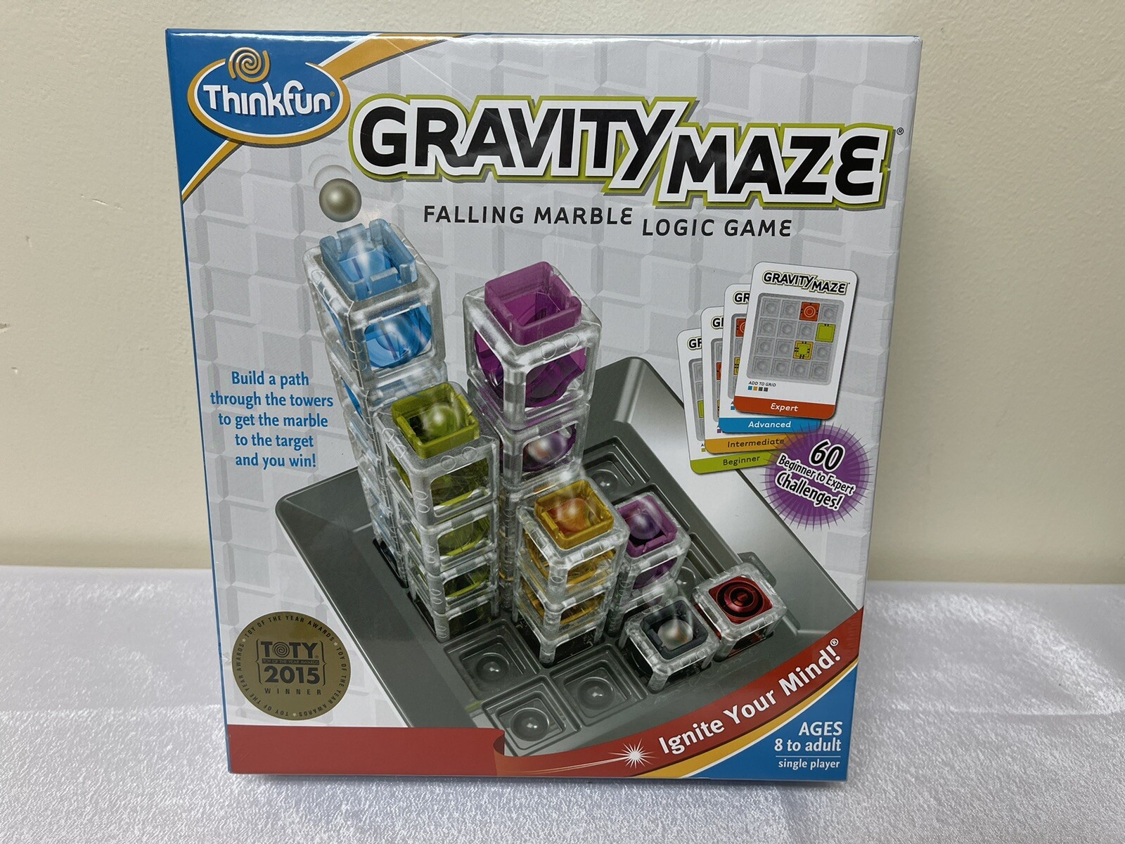 ThinkFun Gravity Maze Logic Falling Marble Game 60 Different Challenges ...