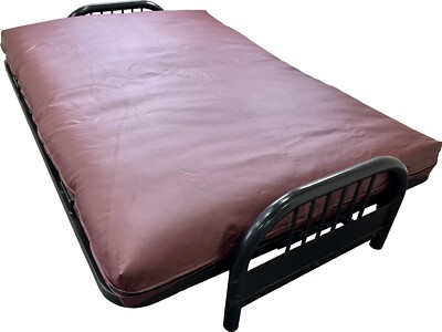 Burgundy Leather Vinyl Full Futon Cover, Mattress Slipcover, Bed ...