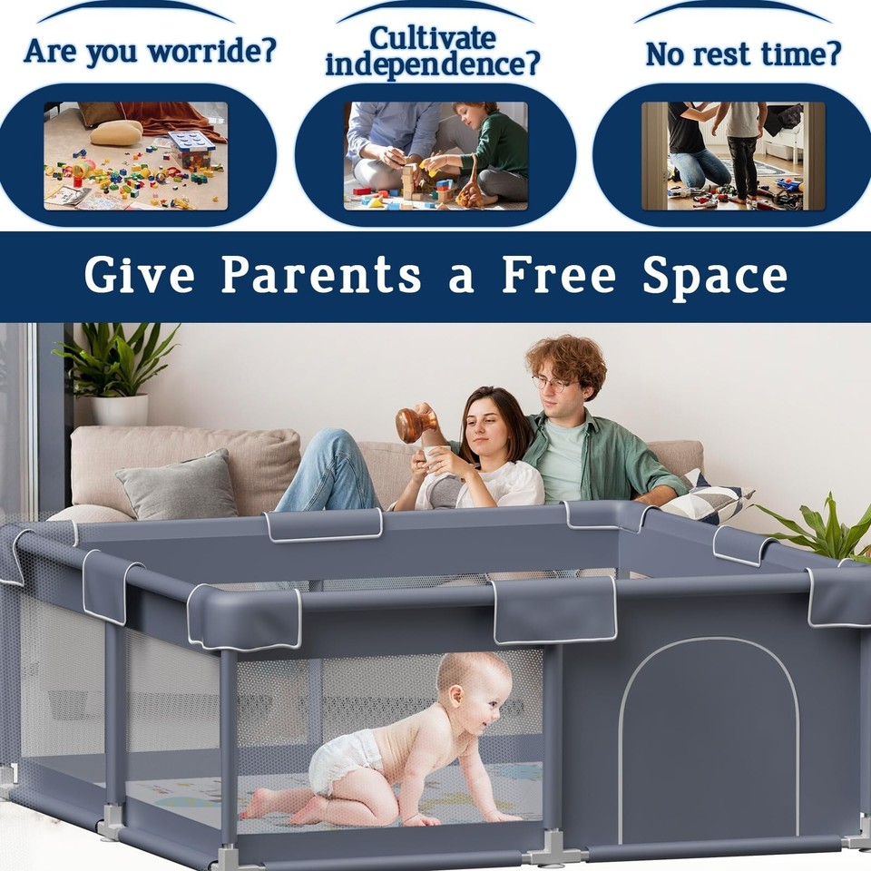 Baby Playpen with Mat, 50x50 Inch Playpen with Mat Waterproof for ...