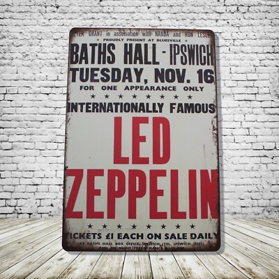 Led Zeppelin Vintage Style Tin Metal Bar Sign Poster Man Cave ...