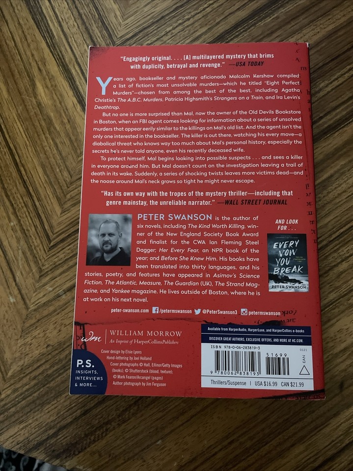 Eight Perfect Murders : A Novel by Peter Swanson (2021, Trade Paperback ...