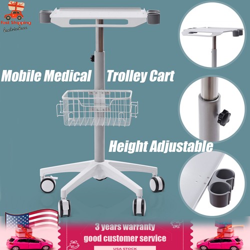 Mobile Rolling Cart Medical Trolley White for Ultrasound Imaging ...