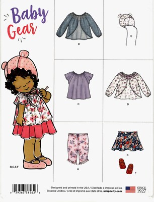 Simplicity 8562 Baby Jacket Top Hat Shoes Skirt Leggings Sewing Pattern ...