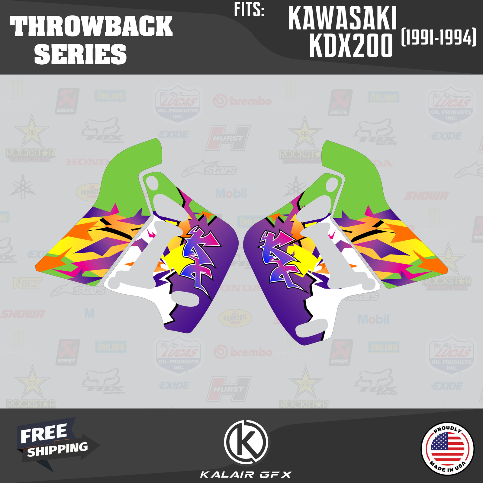 Graphics Kit for KAWASAKI KDX 200 (1991-1994) Throwback - GREEN | eBay