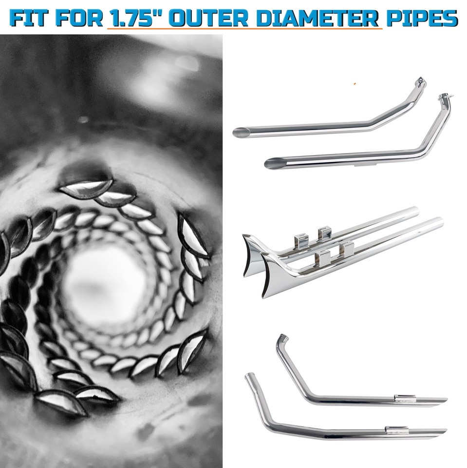 SHARKROAD Quiet Exhaust Muffler Insert for 1.75'' O.D. Fishtail or Drag ...